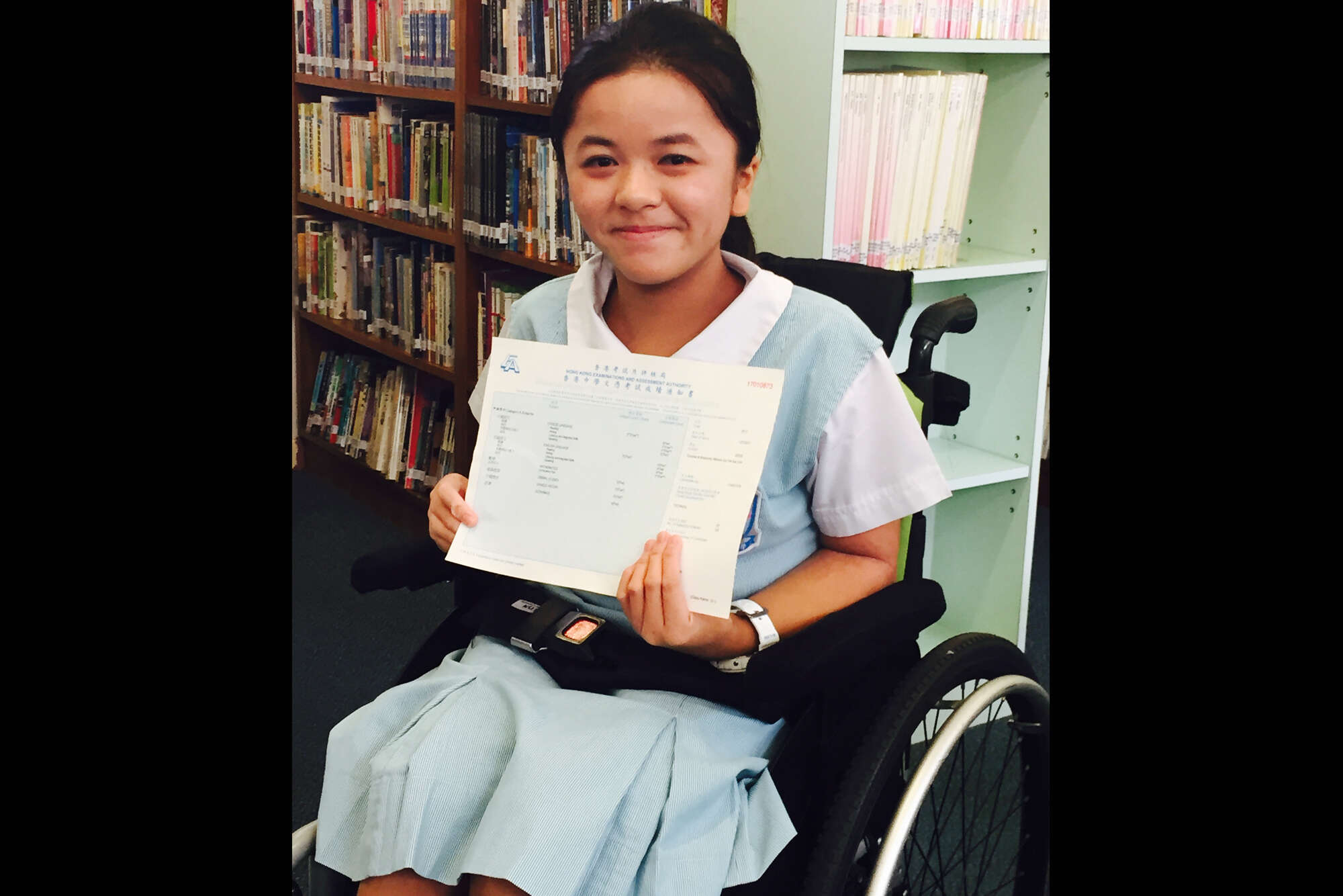 HKDSE high scorer Cherry Ho didn't let brittle bone disease or numerous hospital visits keep her ...